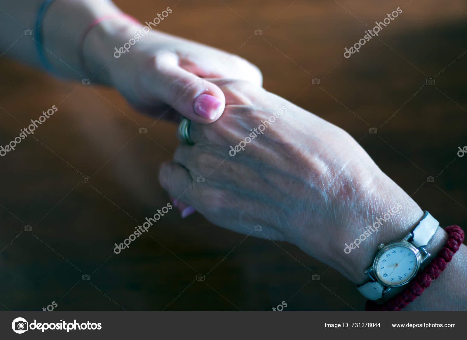 Two Pairs Hand Touching Each Other Together Helping Hands — Stock Photo ...