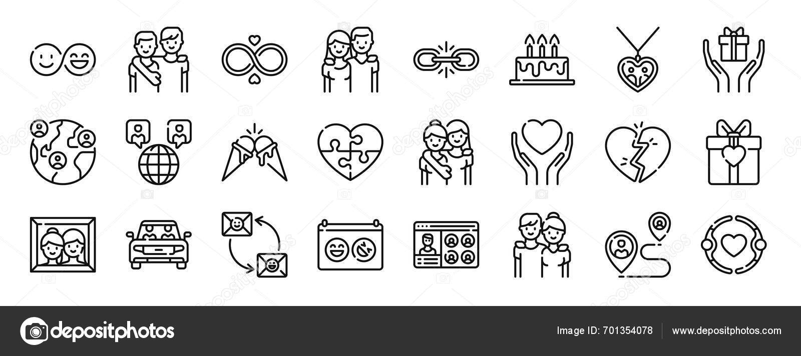 Set Outline Web Friendship Icons Forever Friends Infinity Friends Link ...