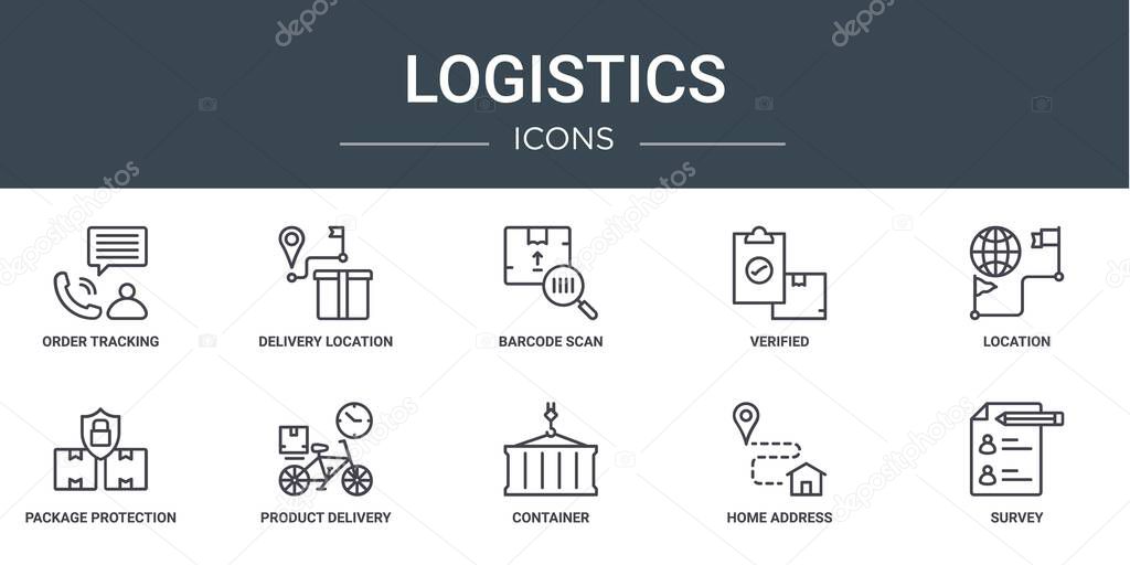 conjunto de 10 iconos de logística web esquema tales como seguimiento ...