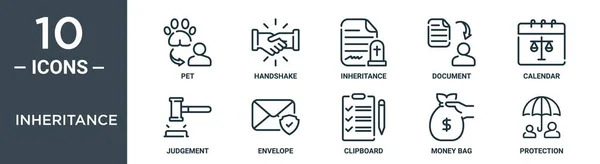 Set Outline Web Inheritance Icons Last Inheritance Calendar Gavel Money ...