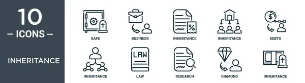 Set Outline Web Inheritance Icons Last Inheritance Calendar Gavel Money ...