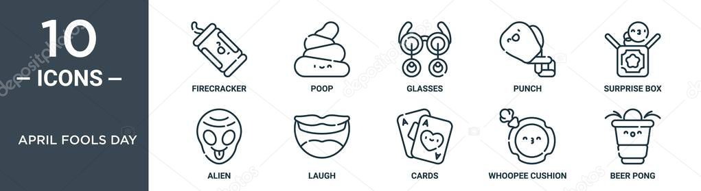 d a de abril tontos esquema conjunto de iconos incluye petardo l nea ...