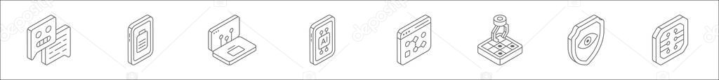esquema conjunto de iconos de l nea artificiales y de inteligencia. iconos vectoriales lineales ...