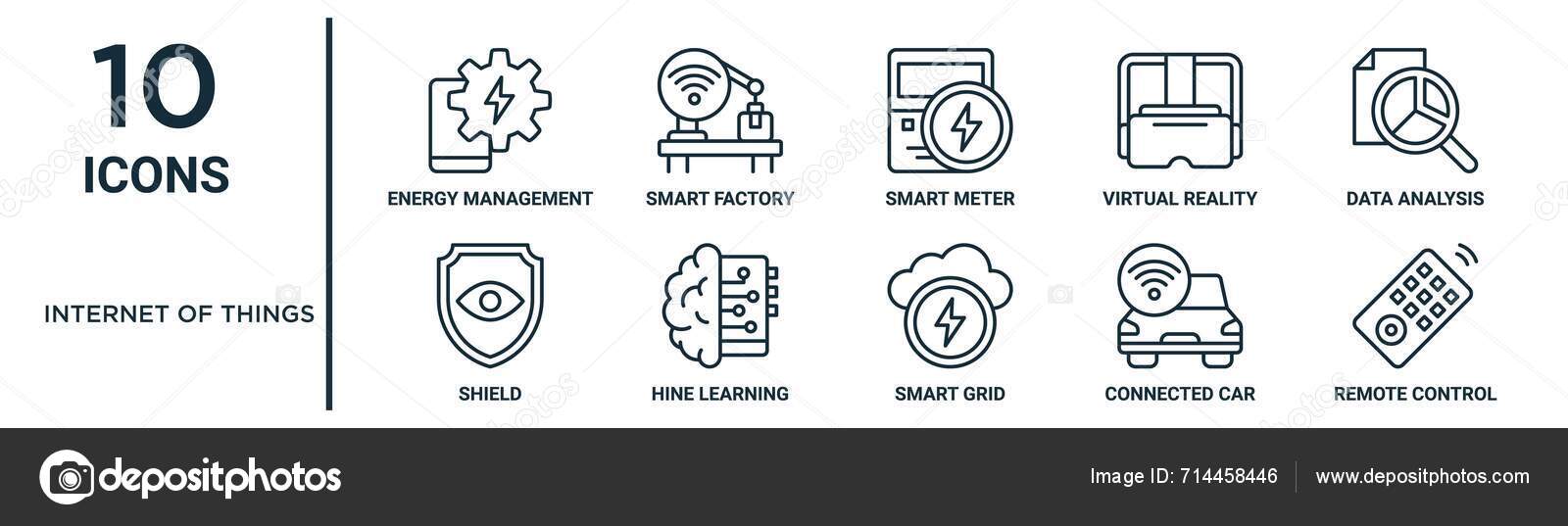 Internet Things Outline Icon Set Thin Line Energy Management Smart Stock Vector by ©free-icons ...