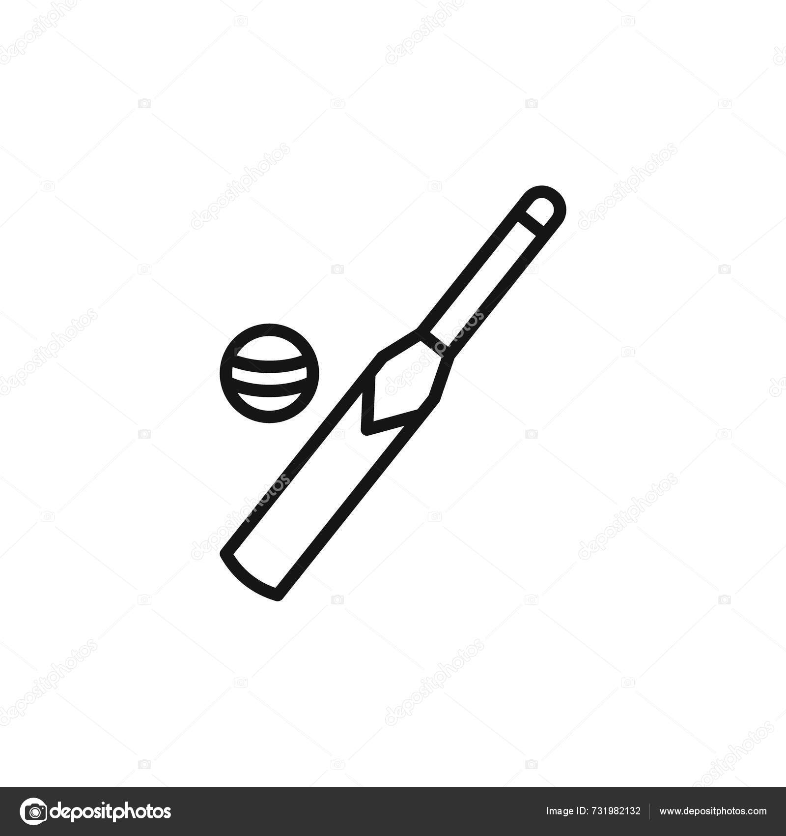 Cricket Bat Bola Icono Logotipo Signo Vector Contorno Color Blanco ...