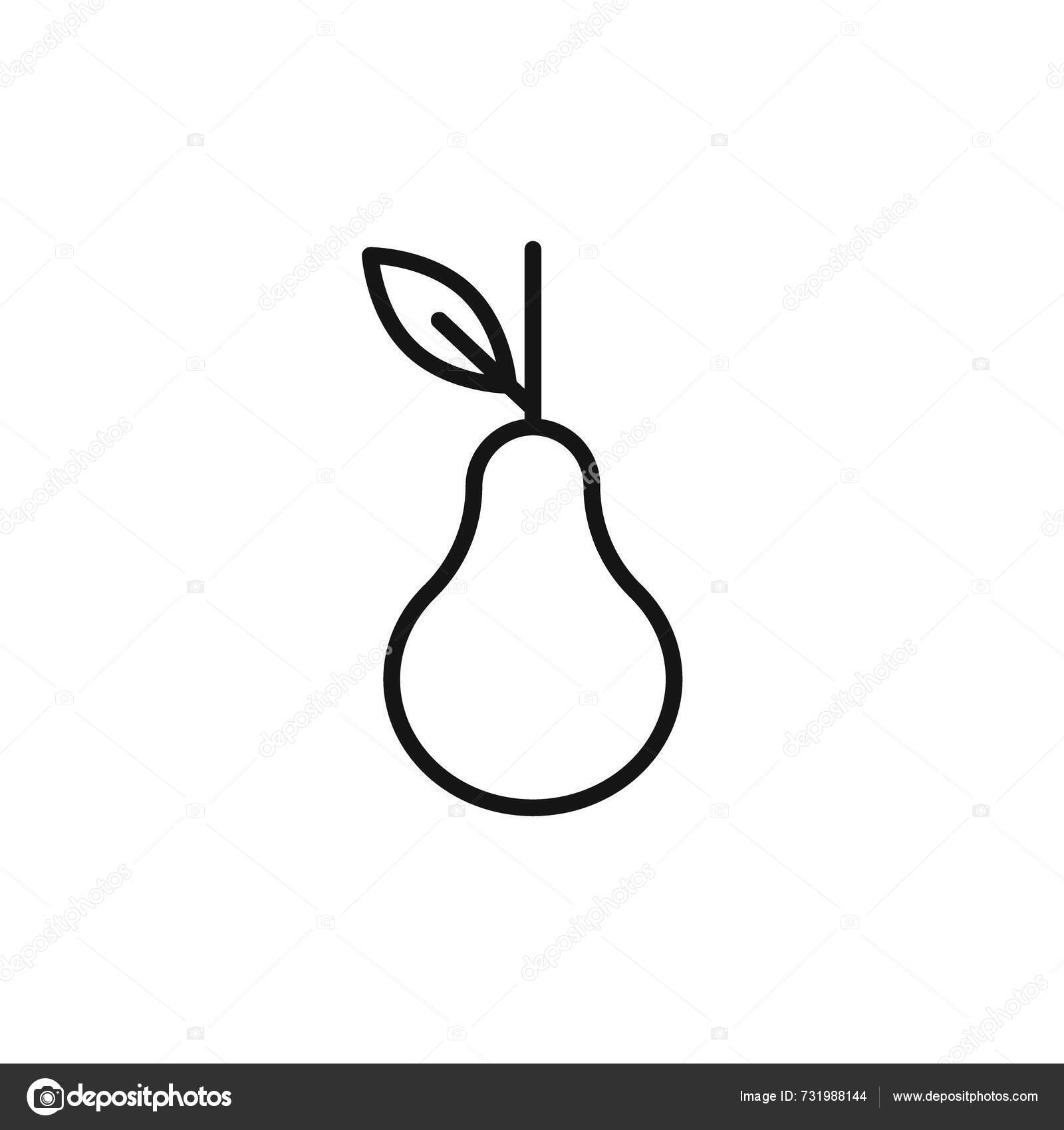 Icono Pera Logotipo Signo Vector Contorno Color Blanco Negro Vector de ...