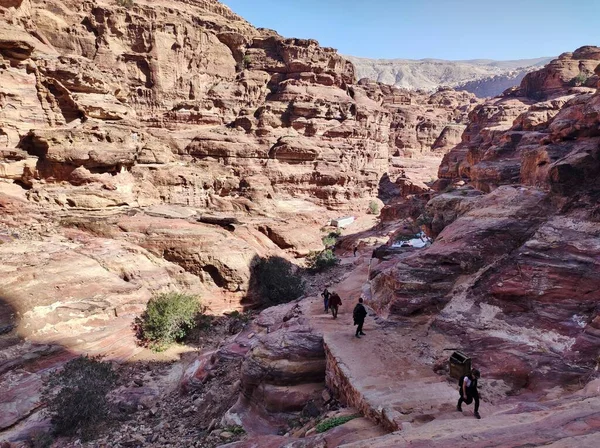 Petra, Jordan - January 7, 2023: Path leading up to the Nabatean tomb ...