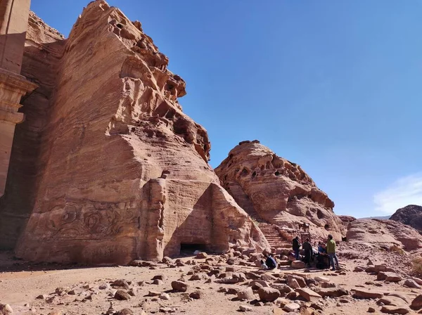 Petra, Jordan - January 7, 2023: Path leading up to the Nabatean tomb ...
