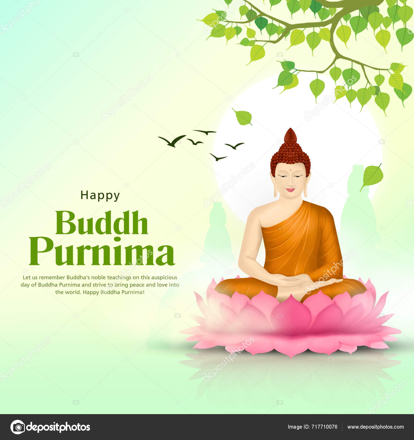 Happy Vesak Day Buddha Purnima Wishes Greetings Buddha Vector Illustration Stock Vector by ...