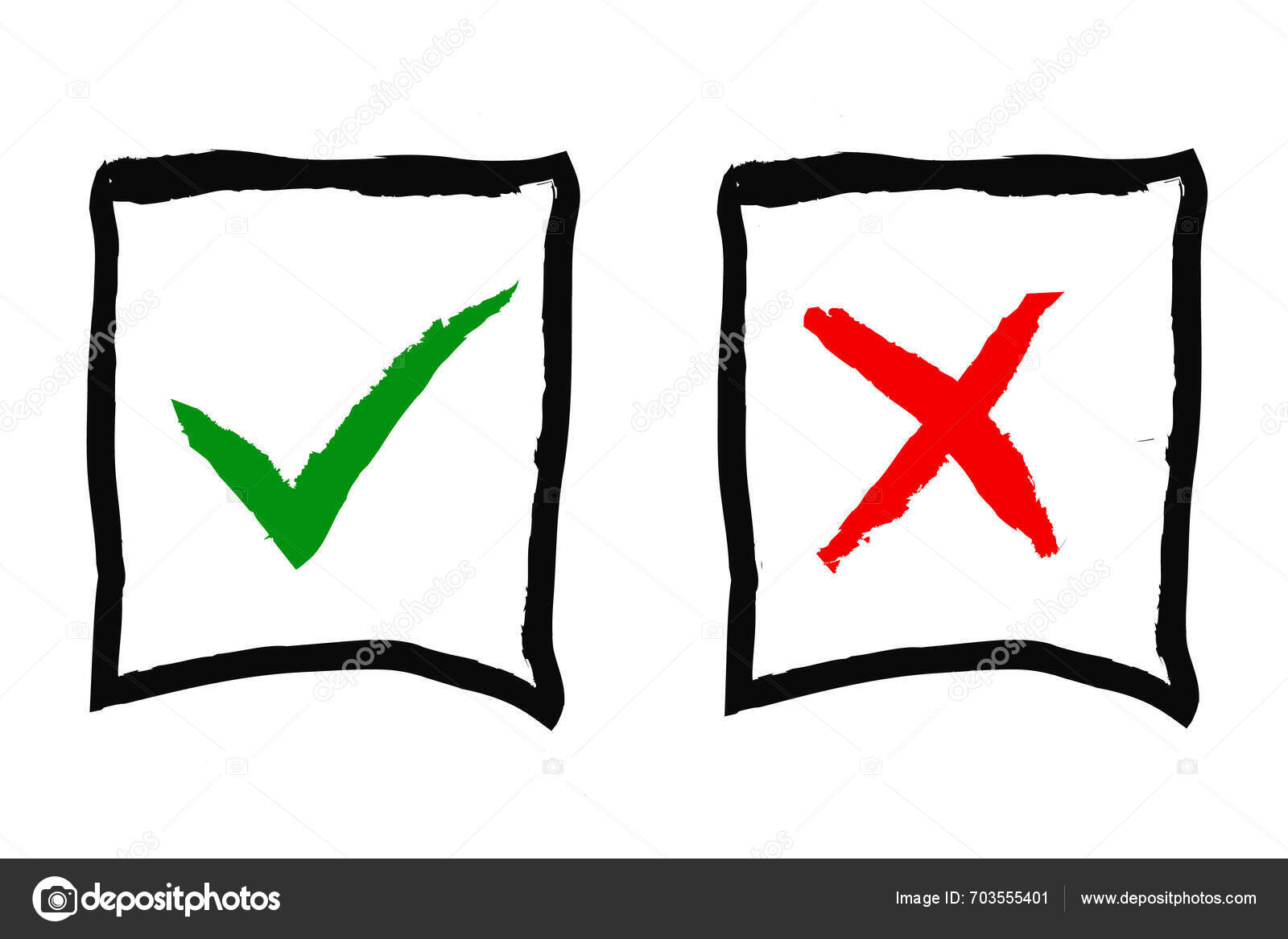 Doodle Marca Verificación Cruz Icono Conjunto Marca Símbolo Signos ...