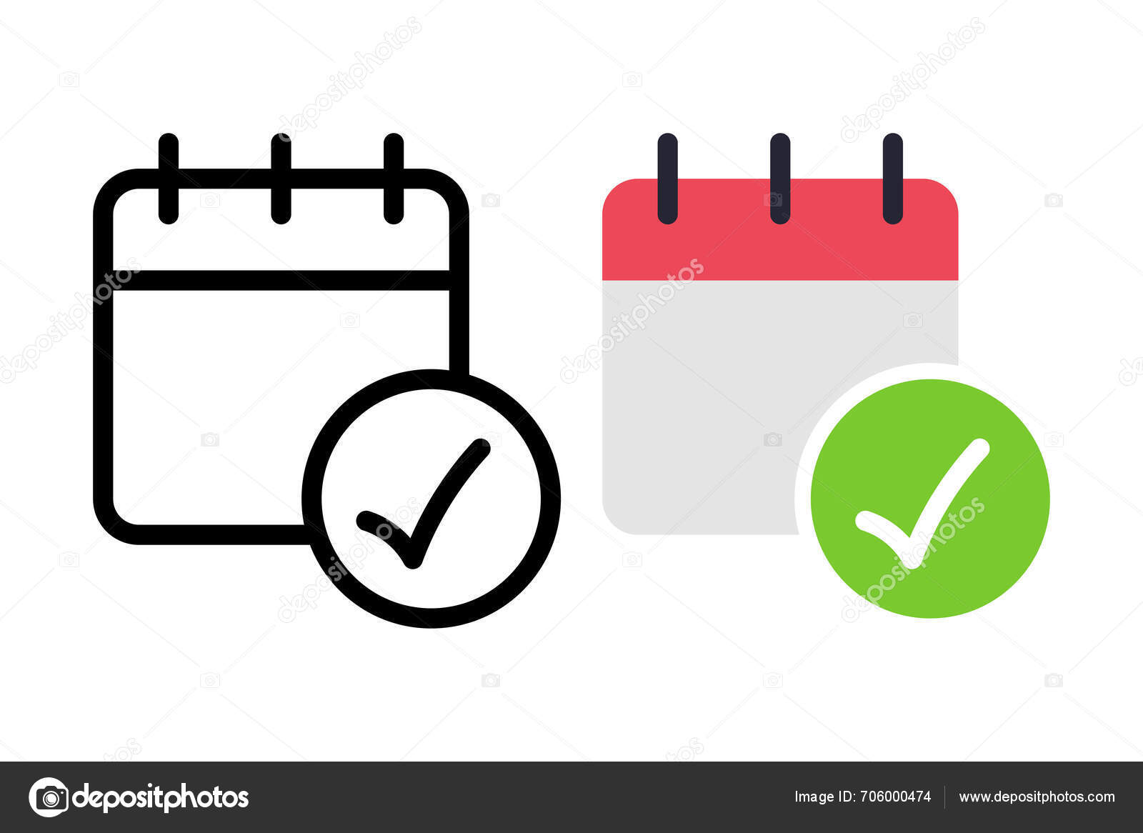 Check Mark Calendar Icon Vector Illustration Stock Vector by ...