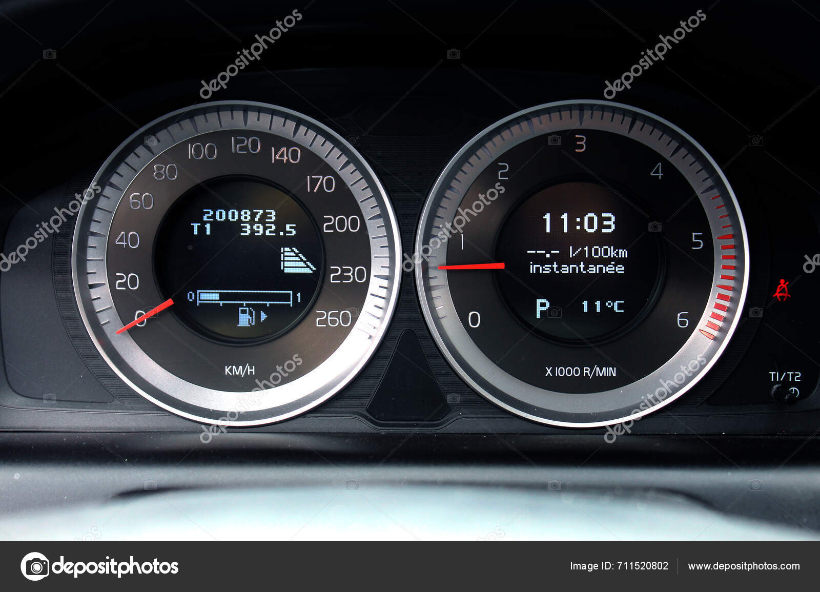 Close Car Panel Speedometer Indicating Car Dashboard Modern Interior ...