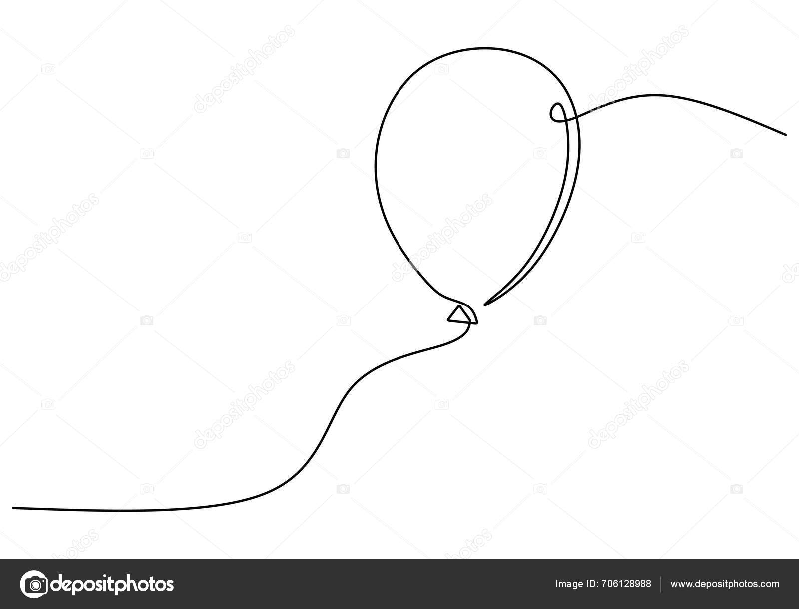 Single Continuous Line Art Balloon Holiday Festive Present Gift Concept ...