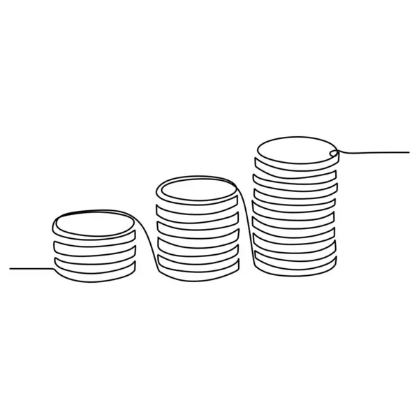 Step Coins Stacks Growing Plant Continuous Single Line Drawing One ...