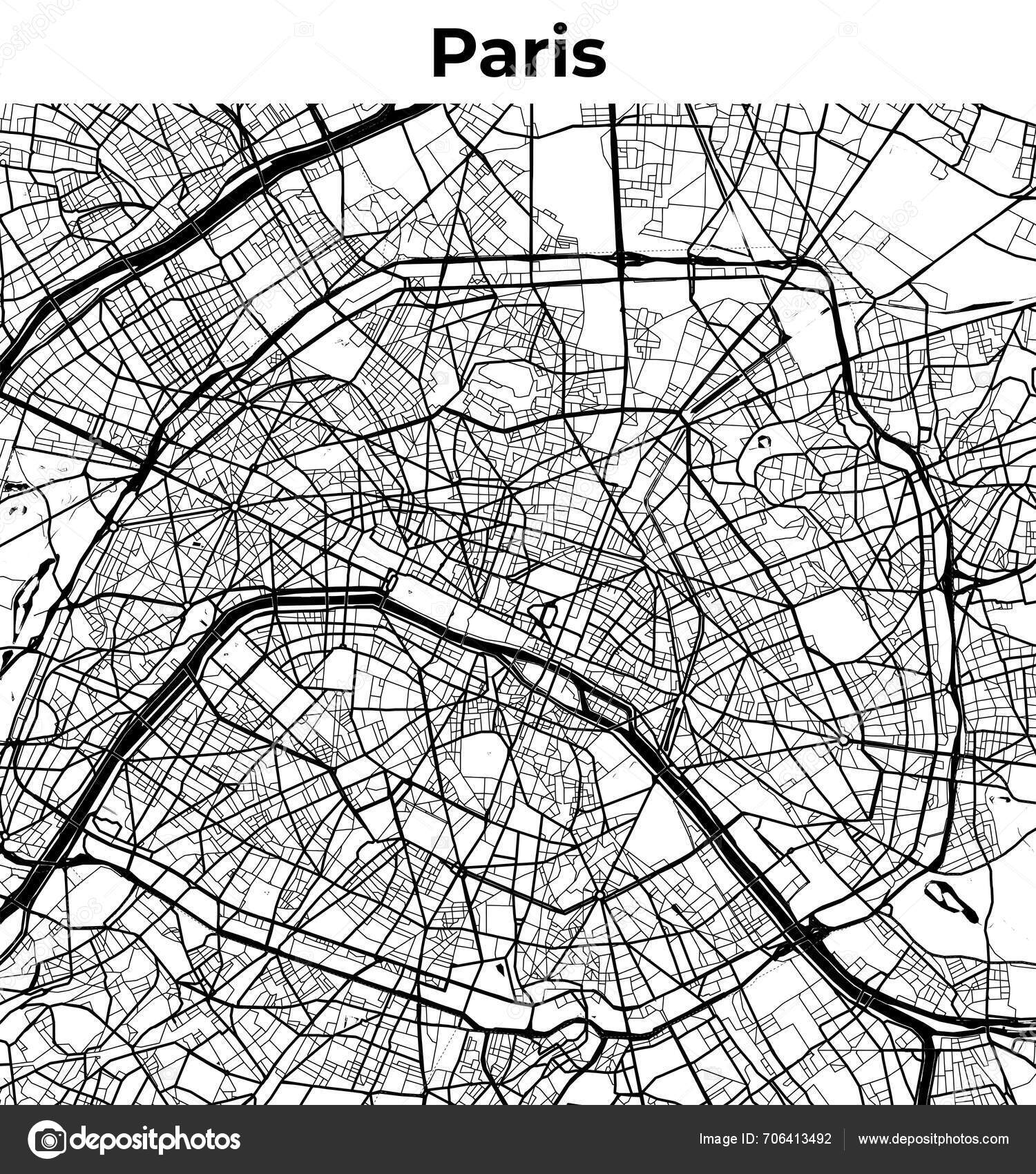 Paris City Map Cartography Map Street Layout Map Stock Vector by ...