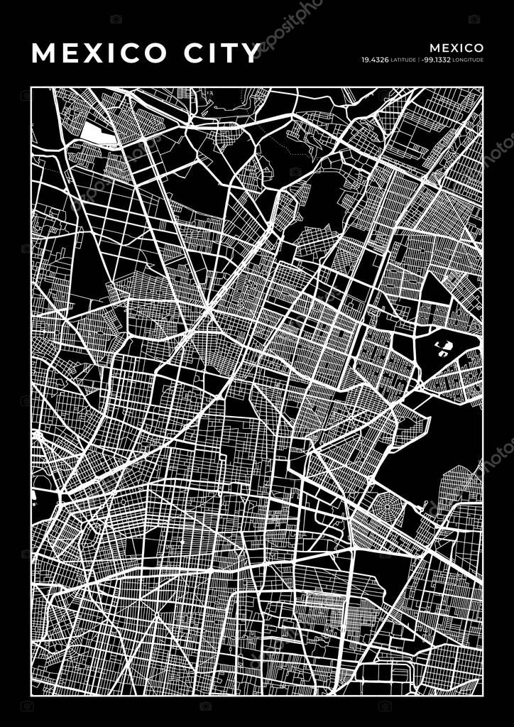 Mapa de la Ciudad de México Marco de Arte de Pared, Mapa de Cartografía ...