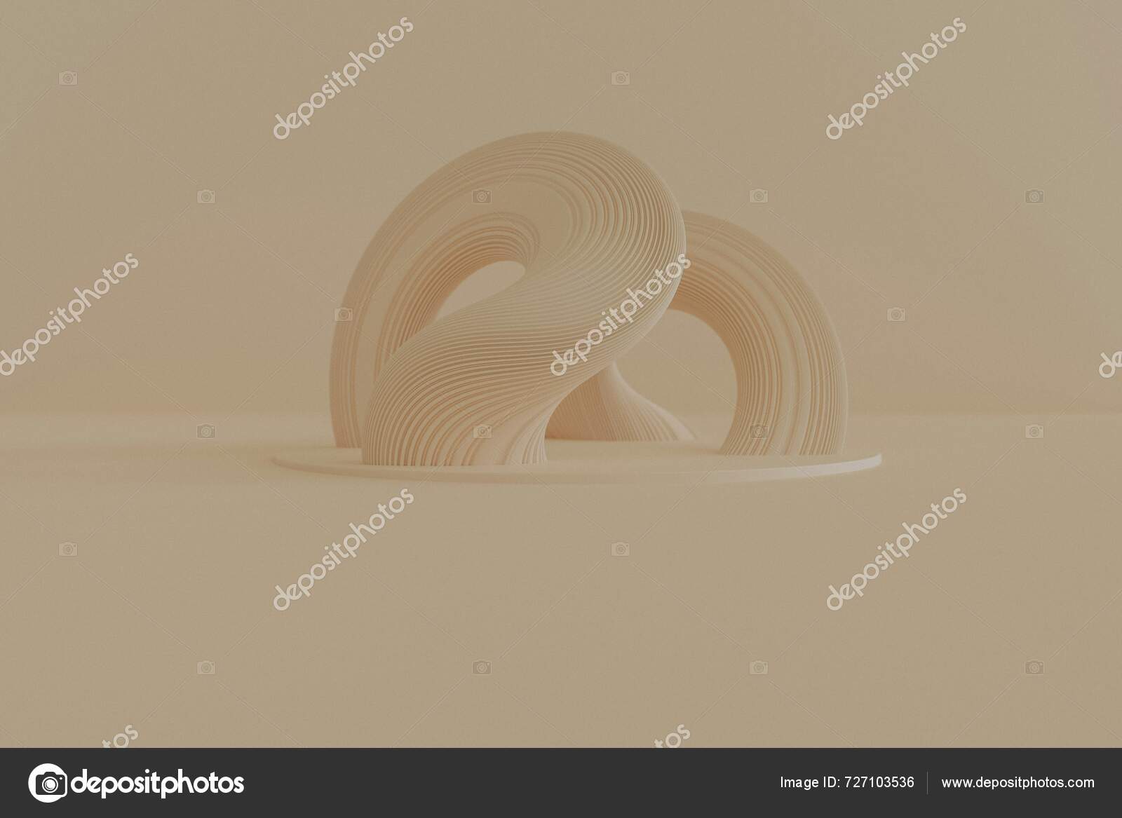 Abstract White Torus Bended Shapes Golden Structure Shiny Matte Creamy ...