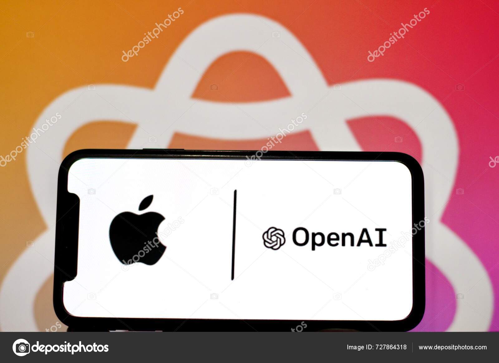 Photo Illustration Logo Apple Openai Displayed Smartphone Apple Intelligent Background — Stock ...