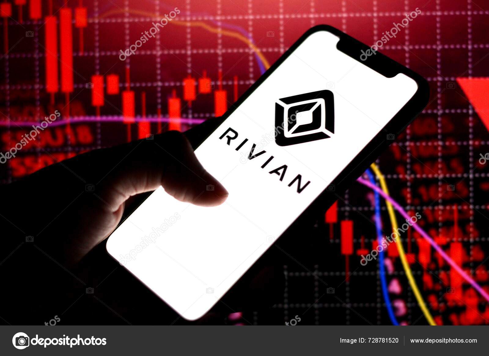 Photo Illustration Logo Rivian Motor Displayed Smartphone Indonesia ...