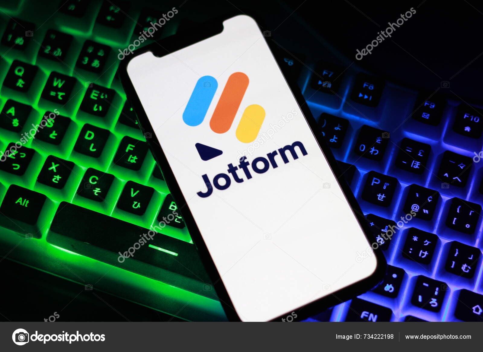 Close View Smartphone Neon Keyboard Jotform Logo — Stock Editorial ...