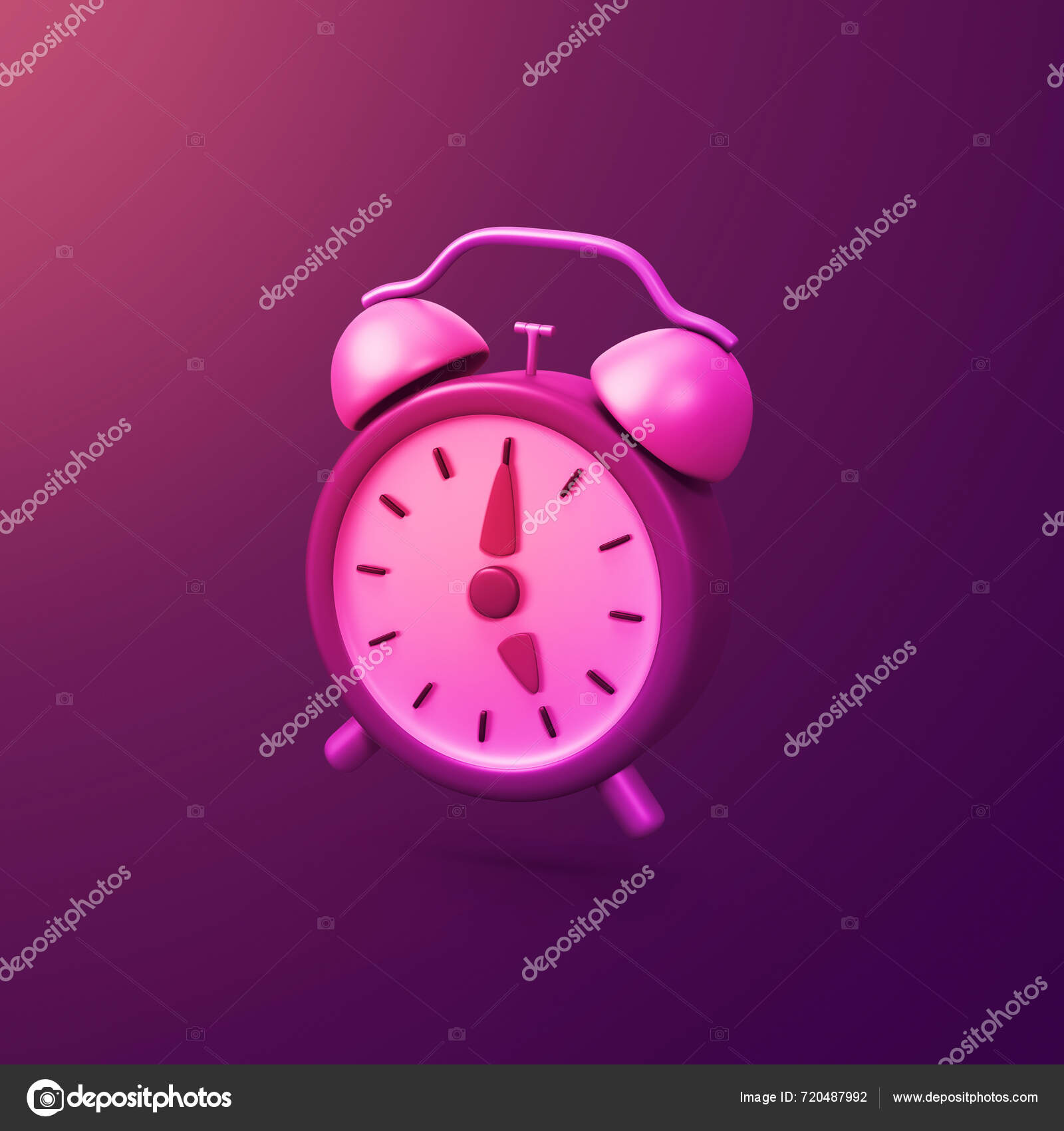 Old School Alarm Clock Stylized Cgi Icon Object — Stock Photo ...