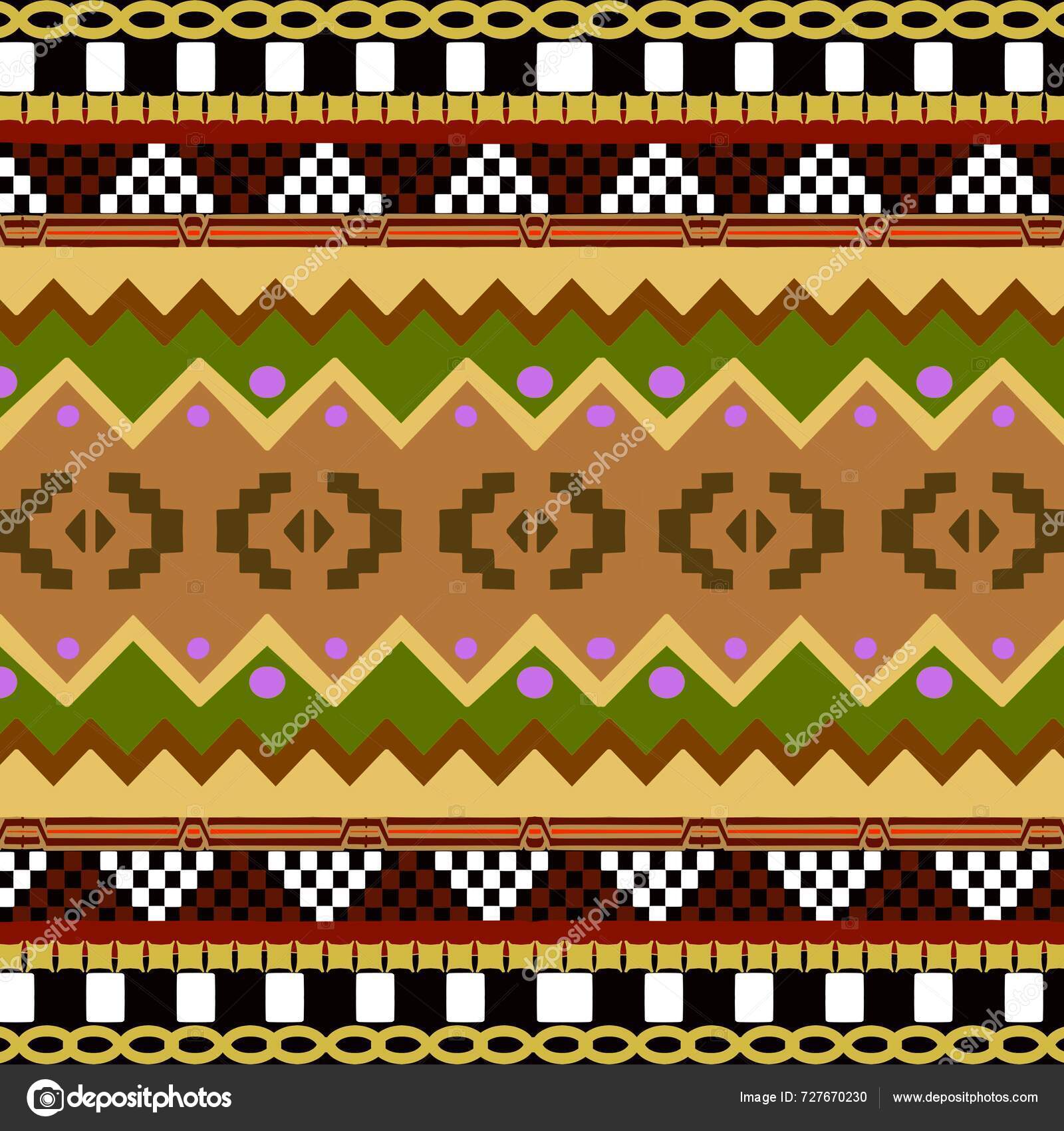 Ethnic African Fabric Pattern Features Vibrant Mix Red Brown White ...