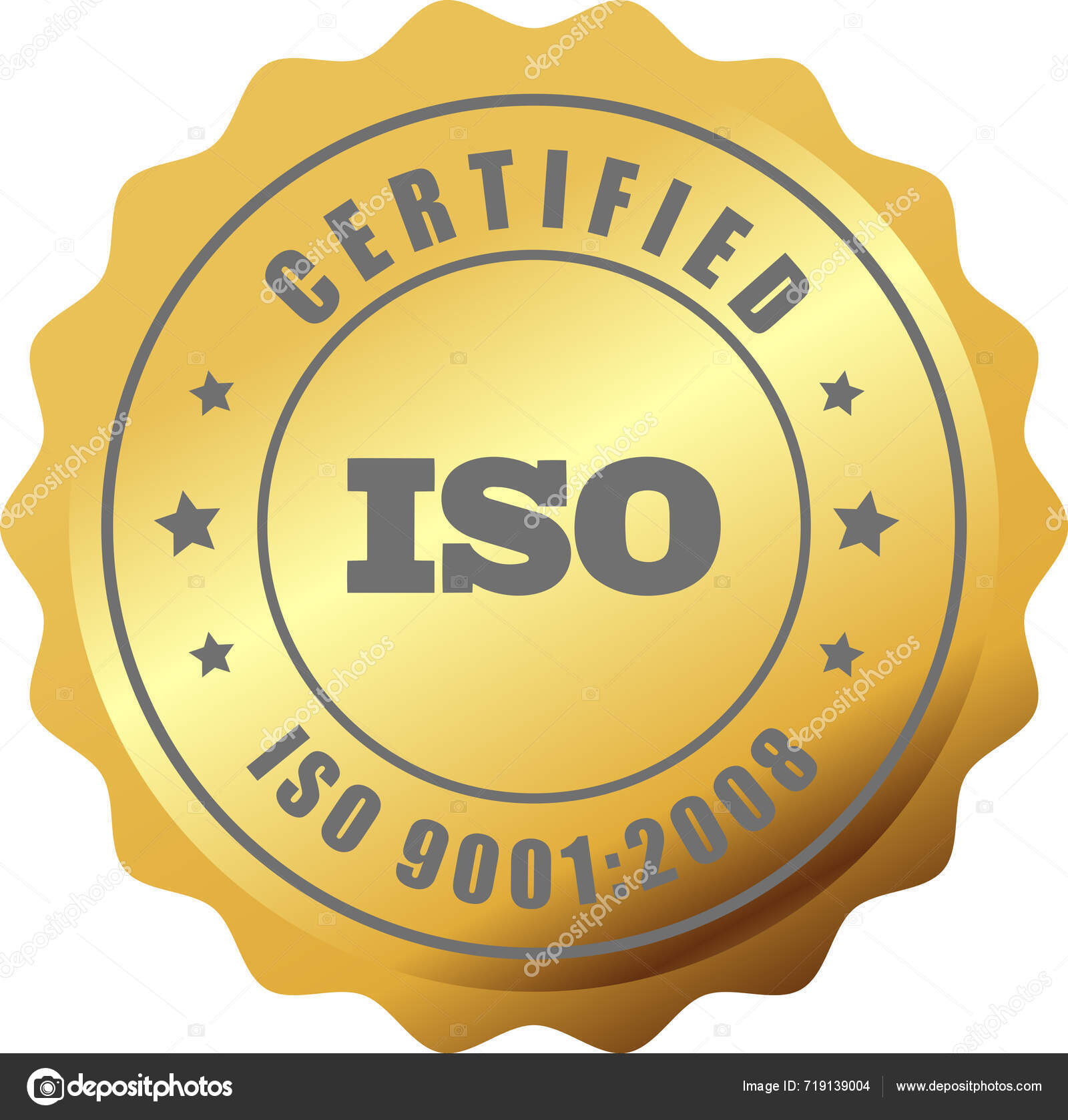 Selo Iso Ouro Selo Iso Certificado Empresa Certificado Iso 9001 Vetor de ©vedpku 719139004