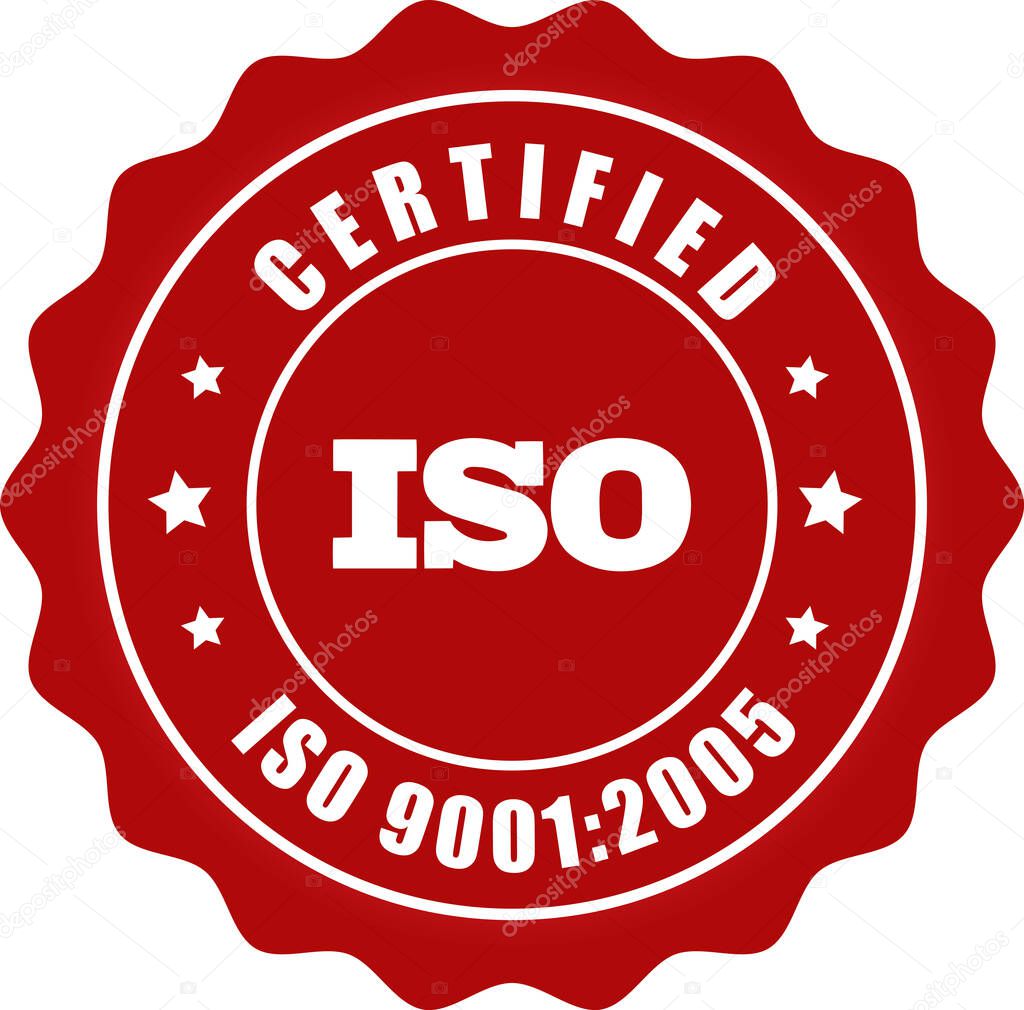 Sello ISO, sello ISO, certificado de empresa, ISO 9001: 2005 vector azul, certificado de calidad ...