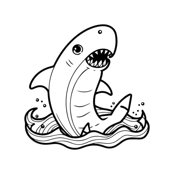 Image vectorielle Des Pages Colorier Drôles Pour Requins Requin Contour ...