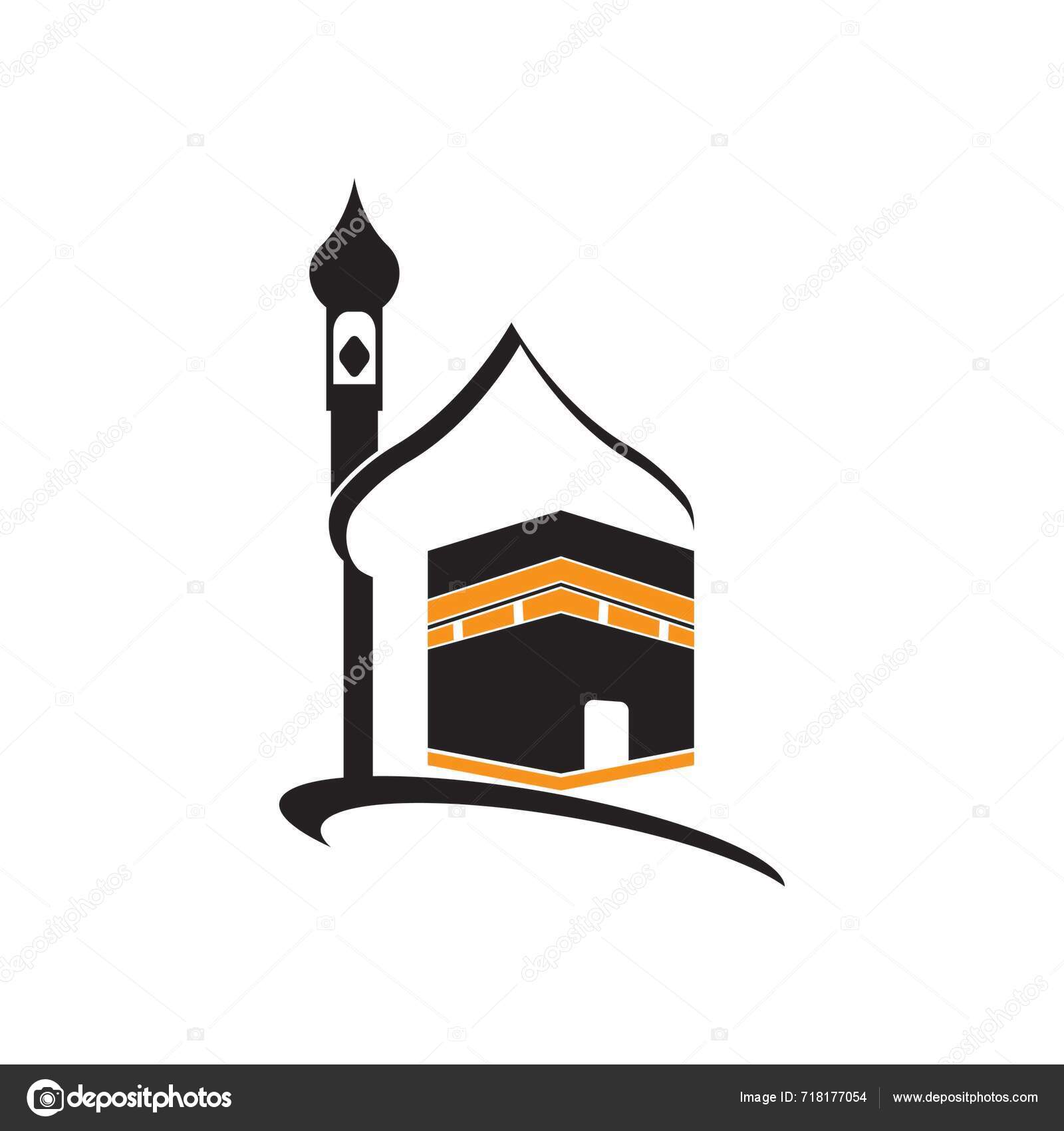Ikon Vektor Kaaba Mecca Ibadah Untuk Umat Islam Logo Desain Vektor Stok ...
