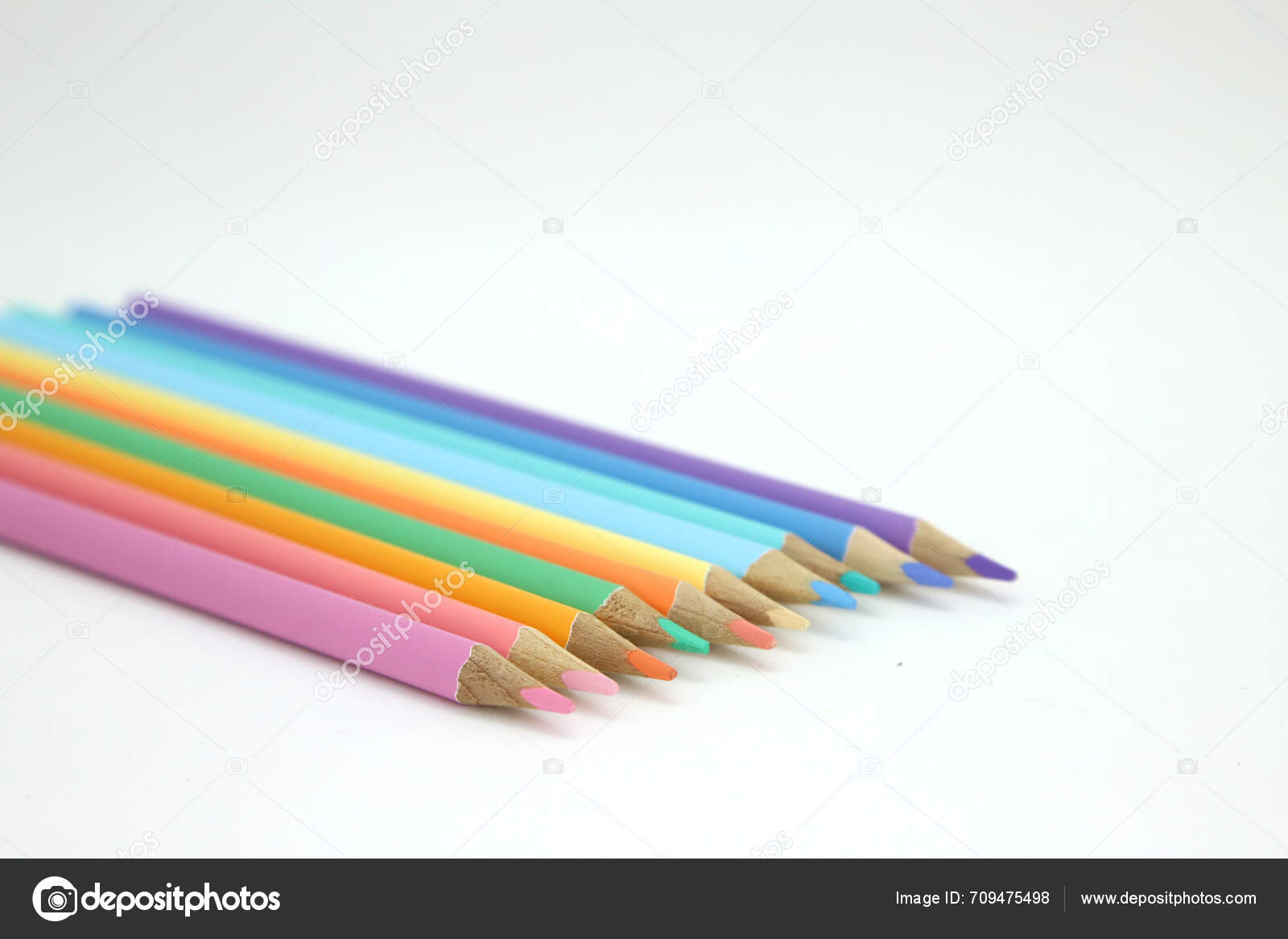 Pencils Painting Drawing Pastel Colors School Supplies White Background ...