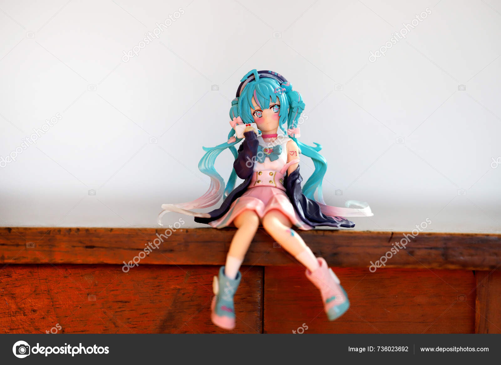 Hatsune Miku Figure White Background Copy Space Virtual Singer Vocaloid ...