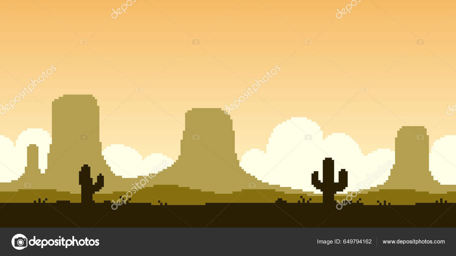 Colorful Simple Vector Pixel Art Horizontal Illustration Landscape ... Colorful Simple Vector Pixel Art Horizontal Illustration Landscape ...