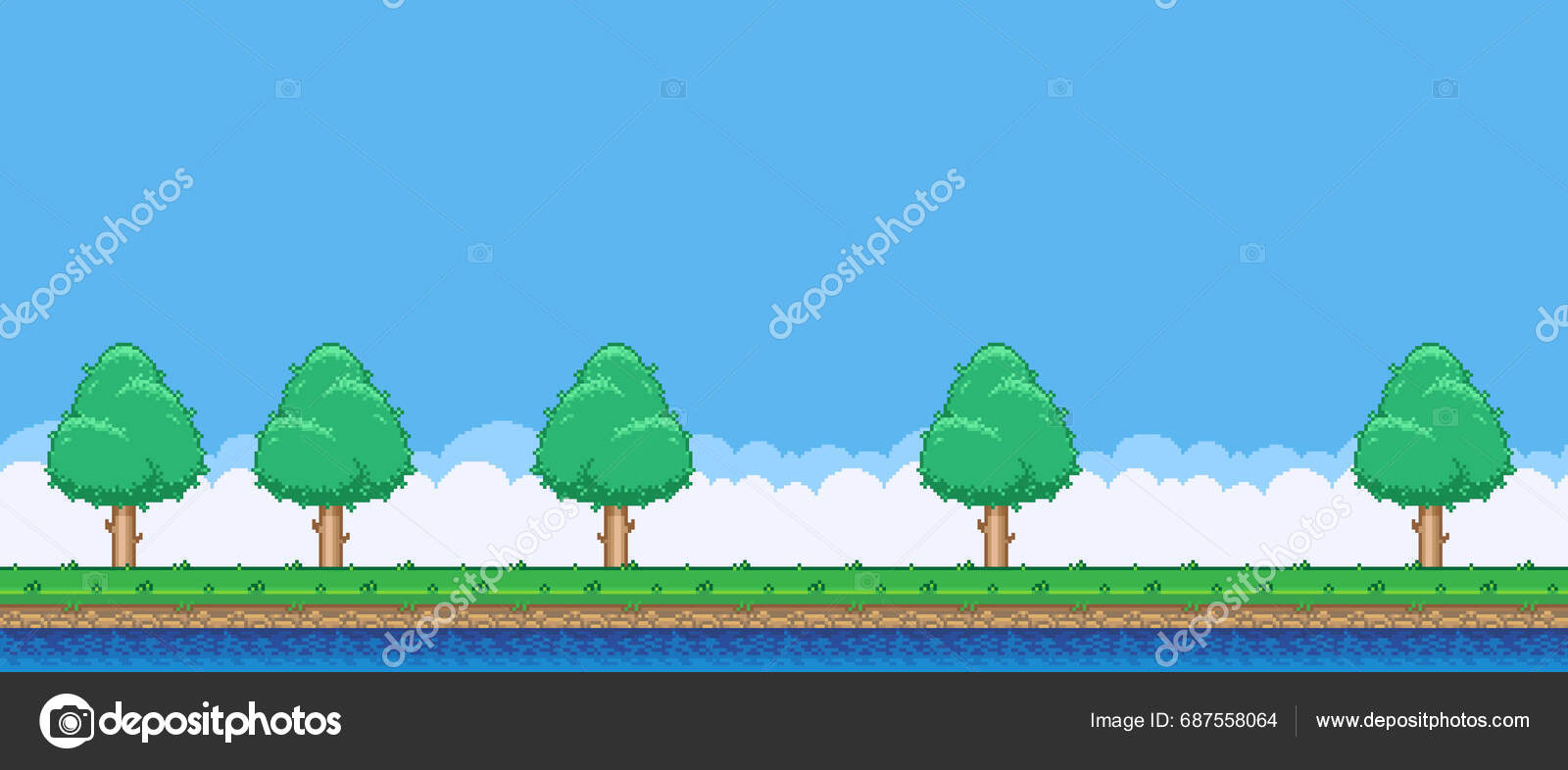 8Bit Colorful Simple Vector Pixel Art Horizontal Illustration Cartoon ... 8Bit Colorful Simple Vector Pixel Art Horizontal Illustration Cartoon ...