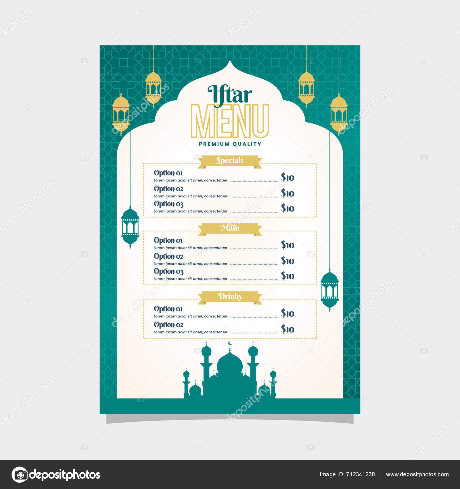 Iftar Menu Template Green Islamic Background Design Good Template ...