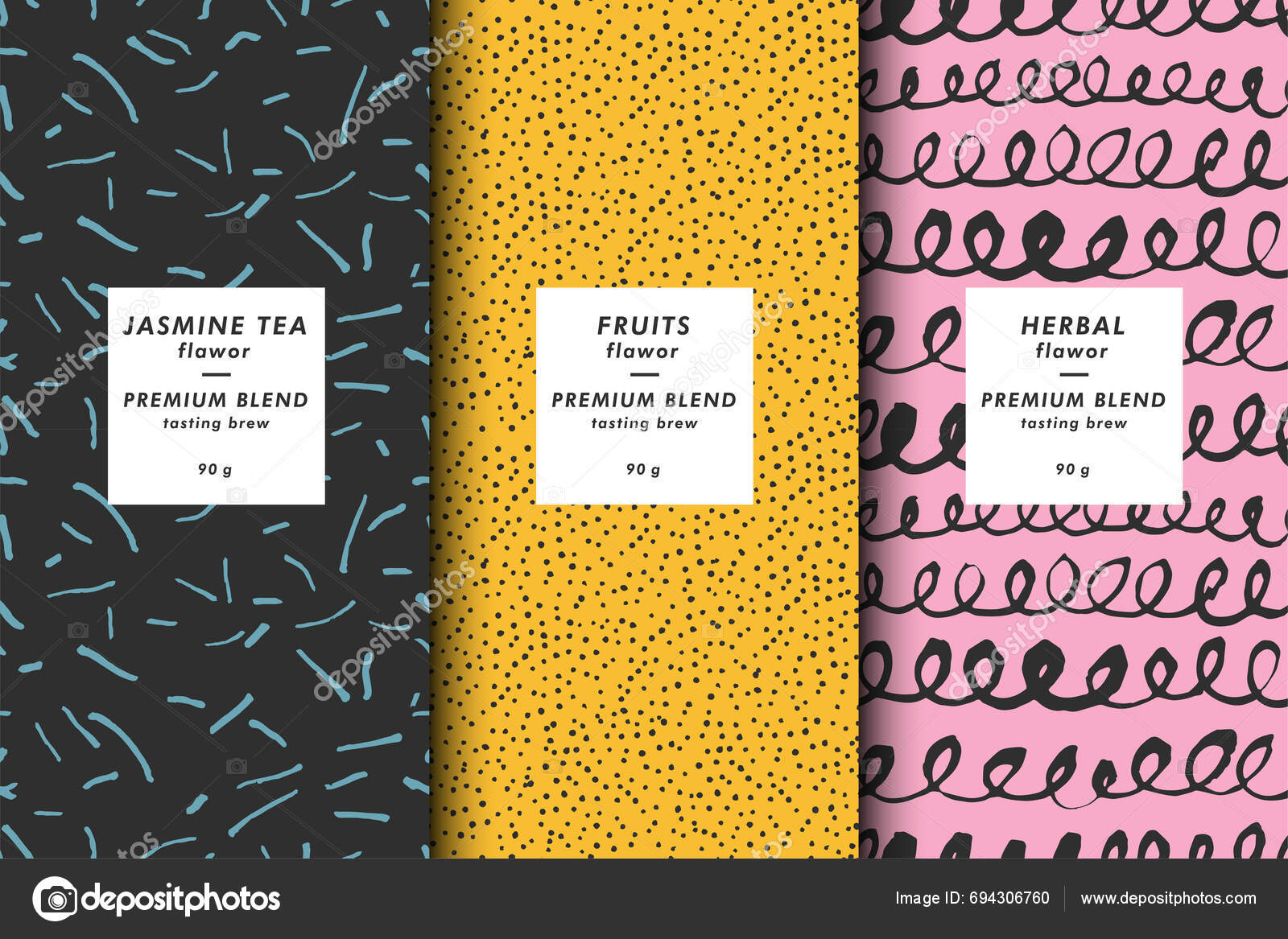 Wrapping Paper Template Vector Set Design Elements Icons Linear Style ...