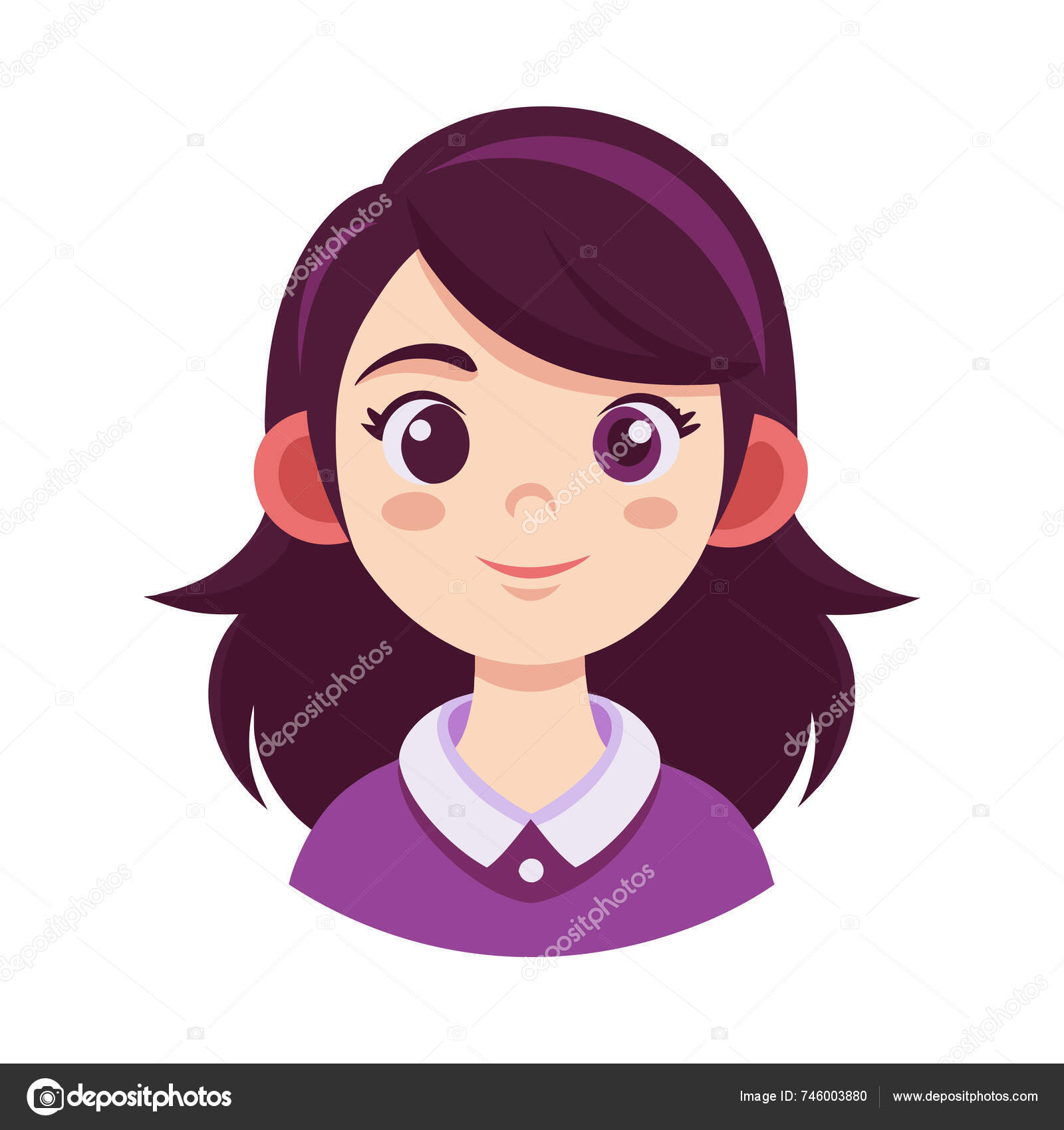 Imagen Muestra Una Chica Animada Con Pelo Castaño Chaleco Rojo Vector ...