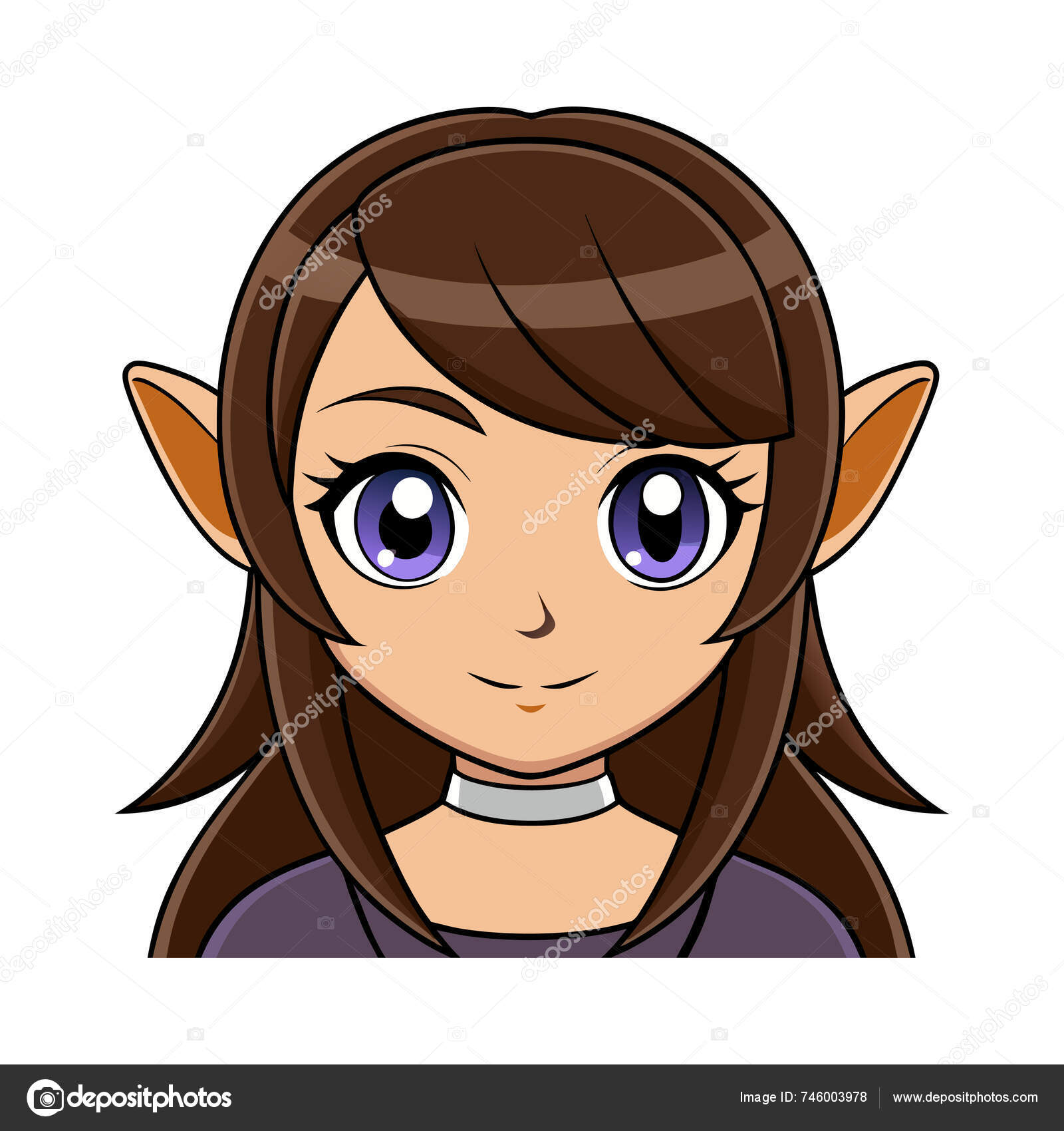 Imagen Muestra Una Chica Animada Con Pelo Castaño Chaleco Rojo Vector ...