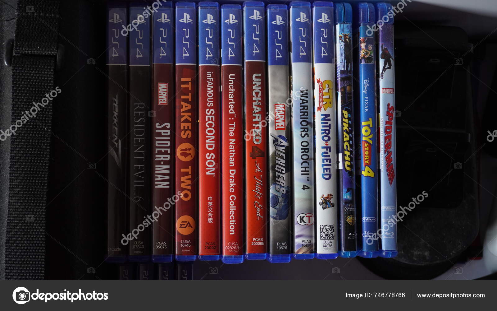 Playstation Physical Game Blu Ray Disks Arranged Drawer — Stock ...