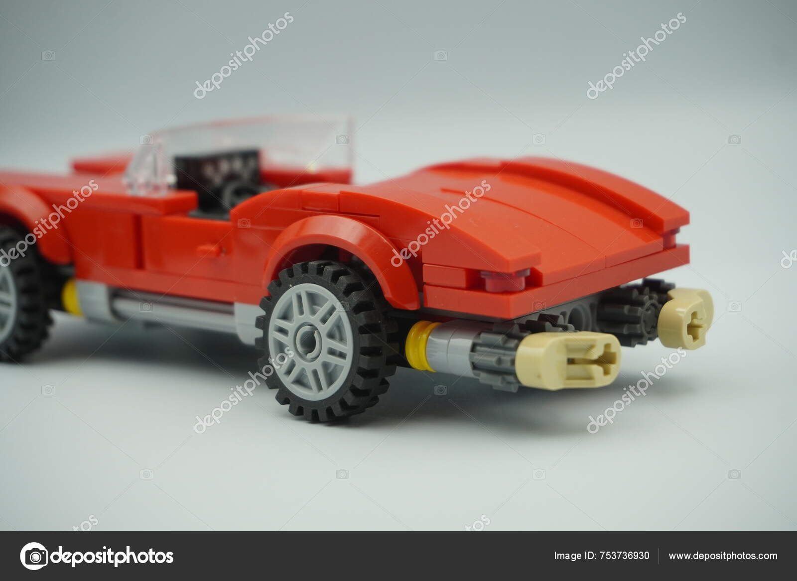 Back Red Bricks Toy Car Vintage Model Roof White Background — Stock ...