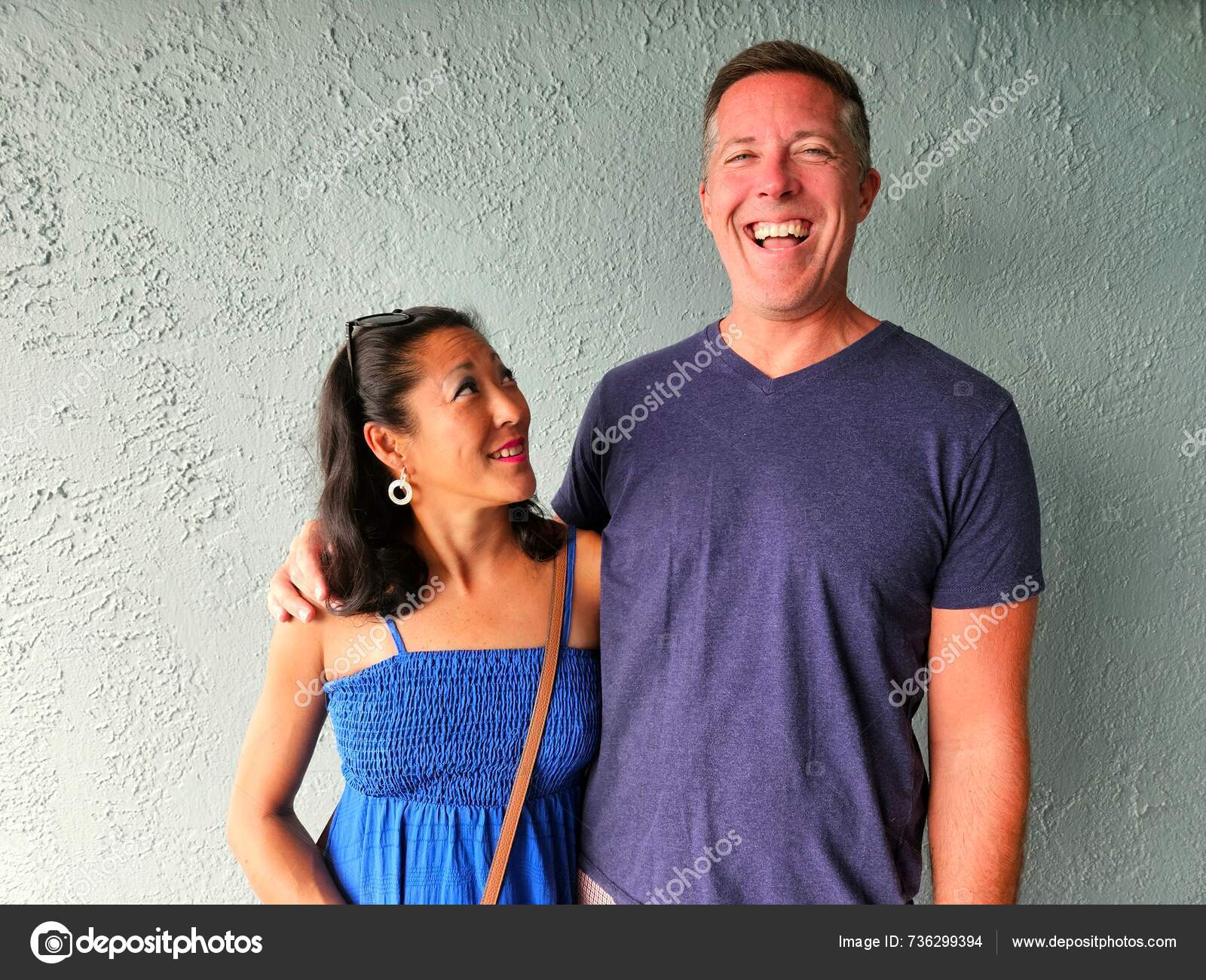 Happy Generation Married Couple Models Monochrome Blue Stucco ...