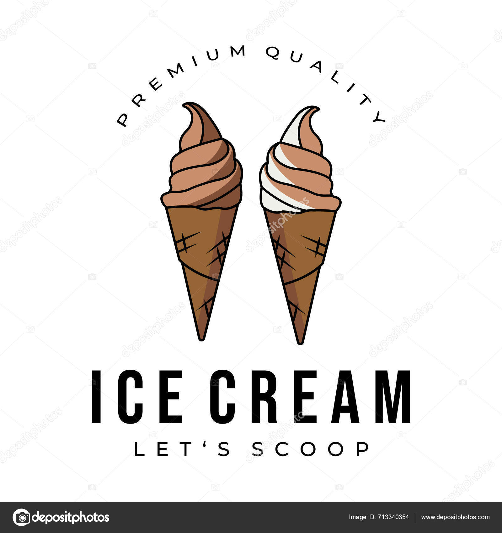 Chocolate Vanilla Ice Cream Logo Vector Vintage Illustration Design