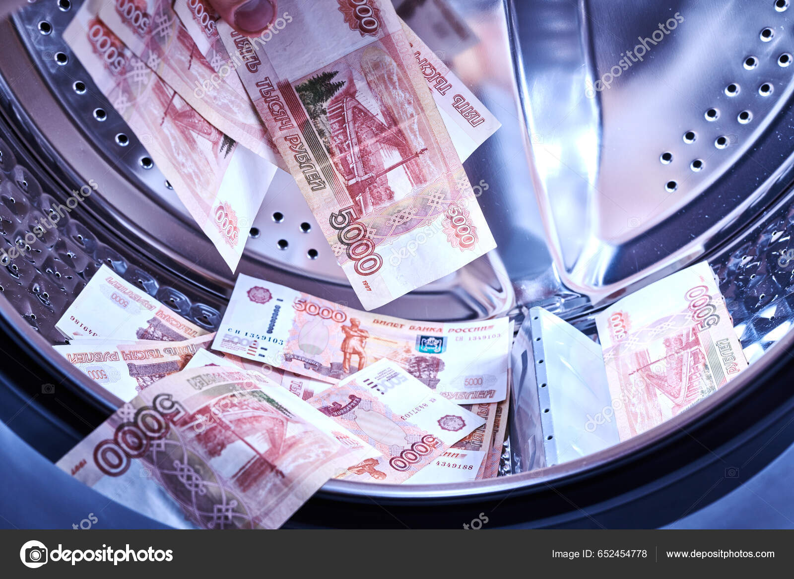 Russian Banknotes Washing Machine Money Laundering Financial Fraud ...