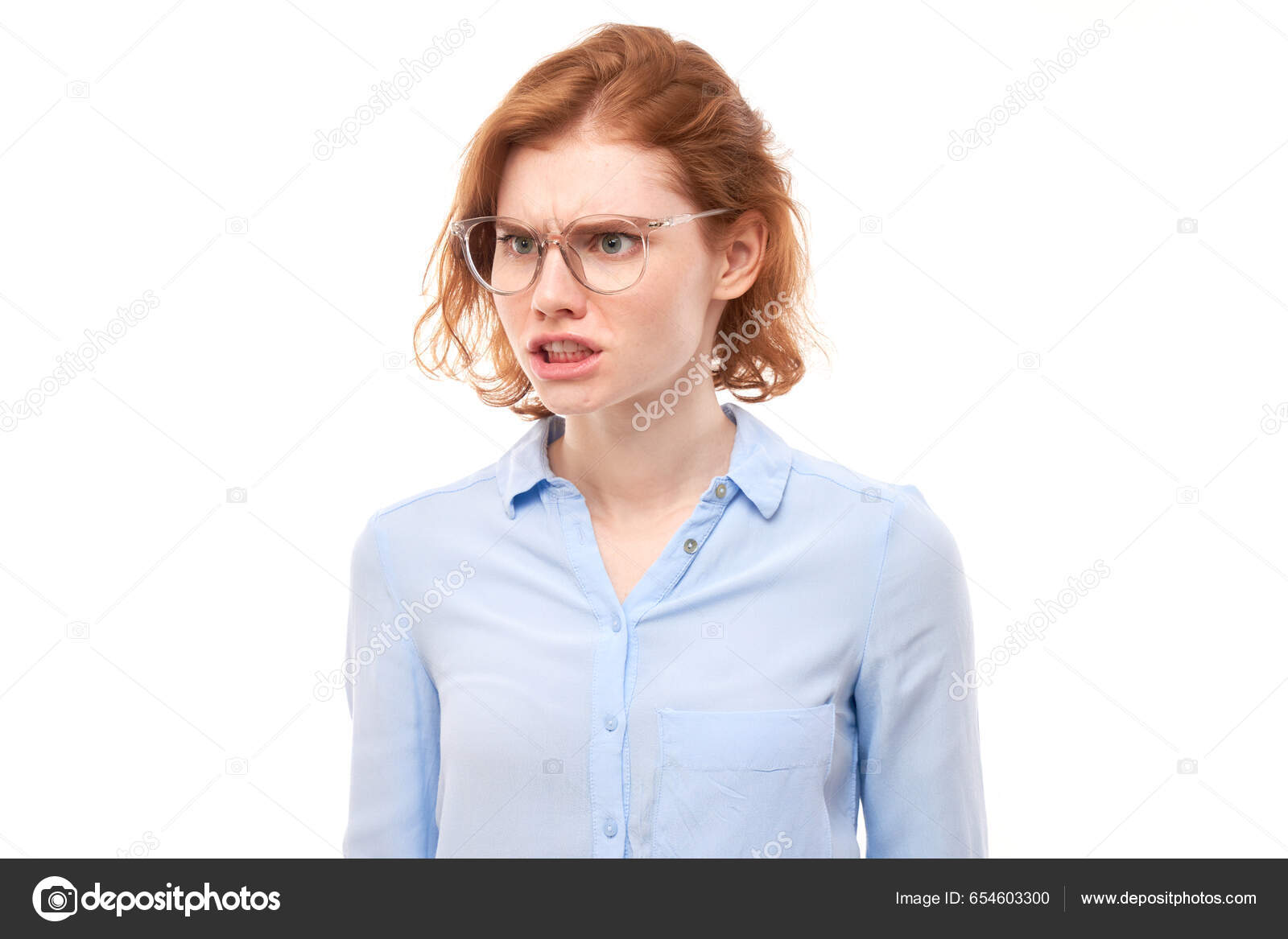 Portrait Angry Redhead Young Woman Screaming Isolated White Studio ...