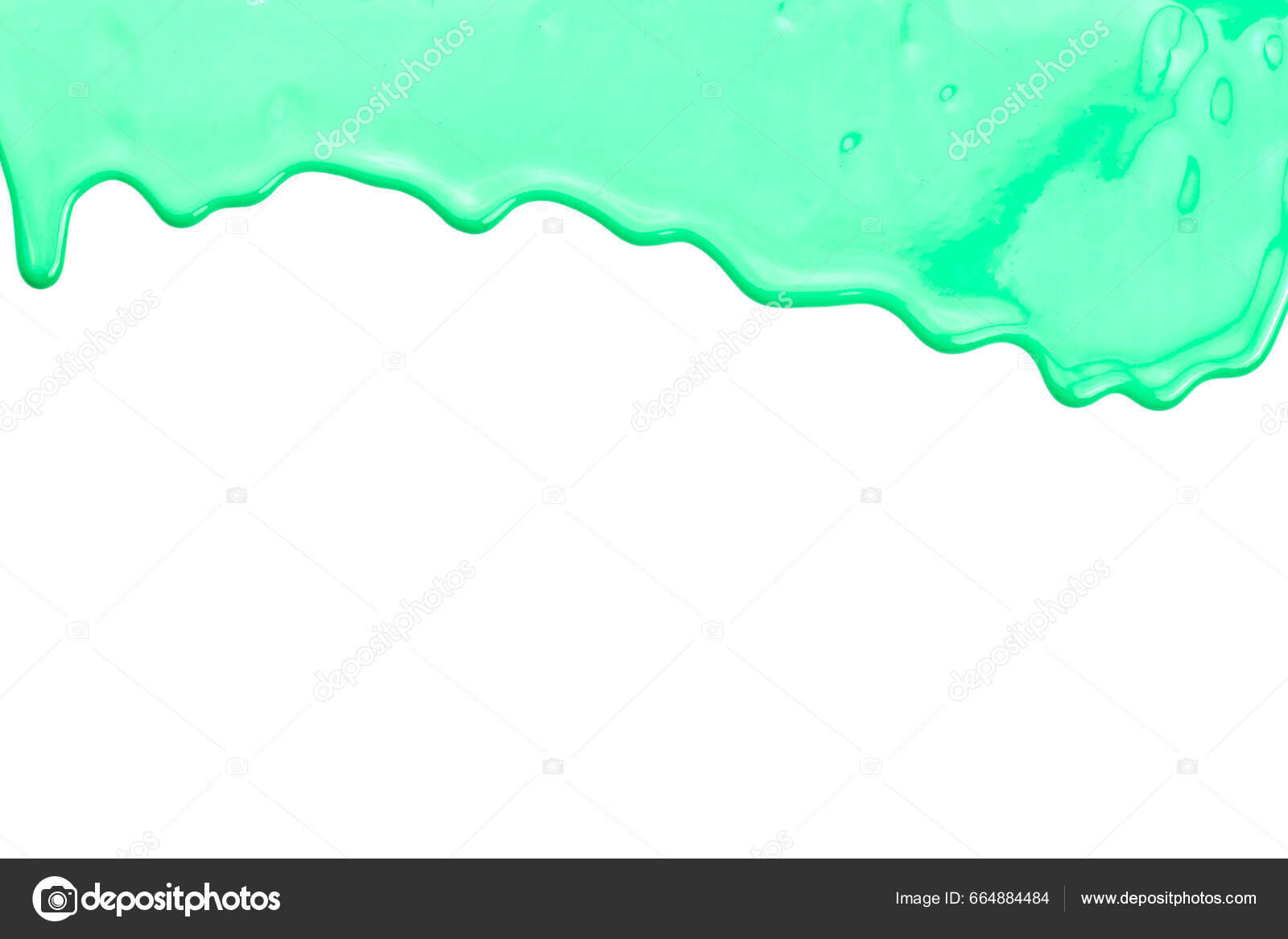 Paint Drops Flowing White Paper Green Ink Blots Abstract Background ...