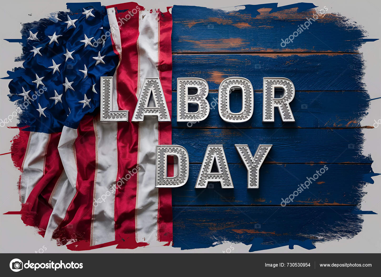 Words Labor Day Laid Silver Metal Letters Wooden Surface Generative ...
