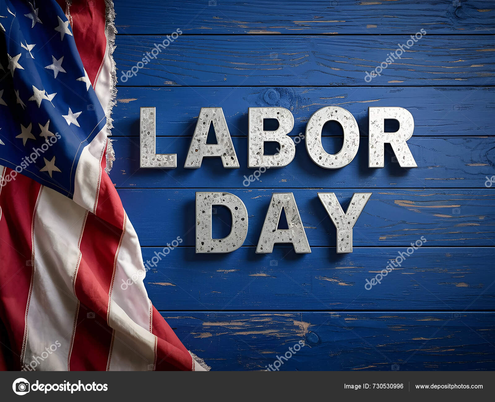 Words Labor Day Laid Silver Metal Letters Wooden Surface Generative ...