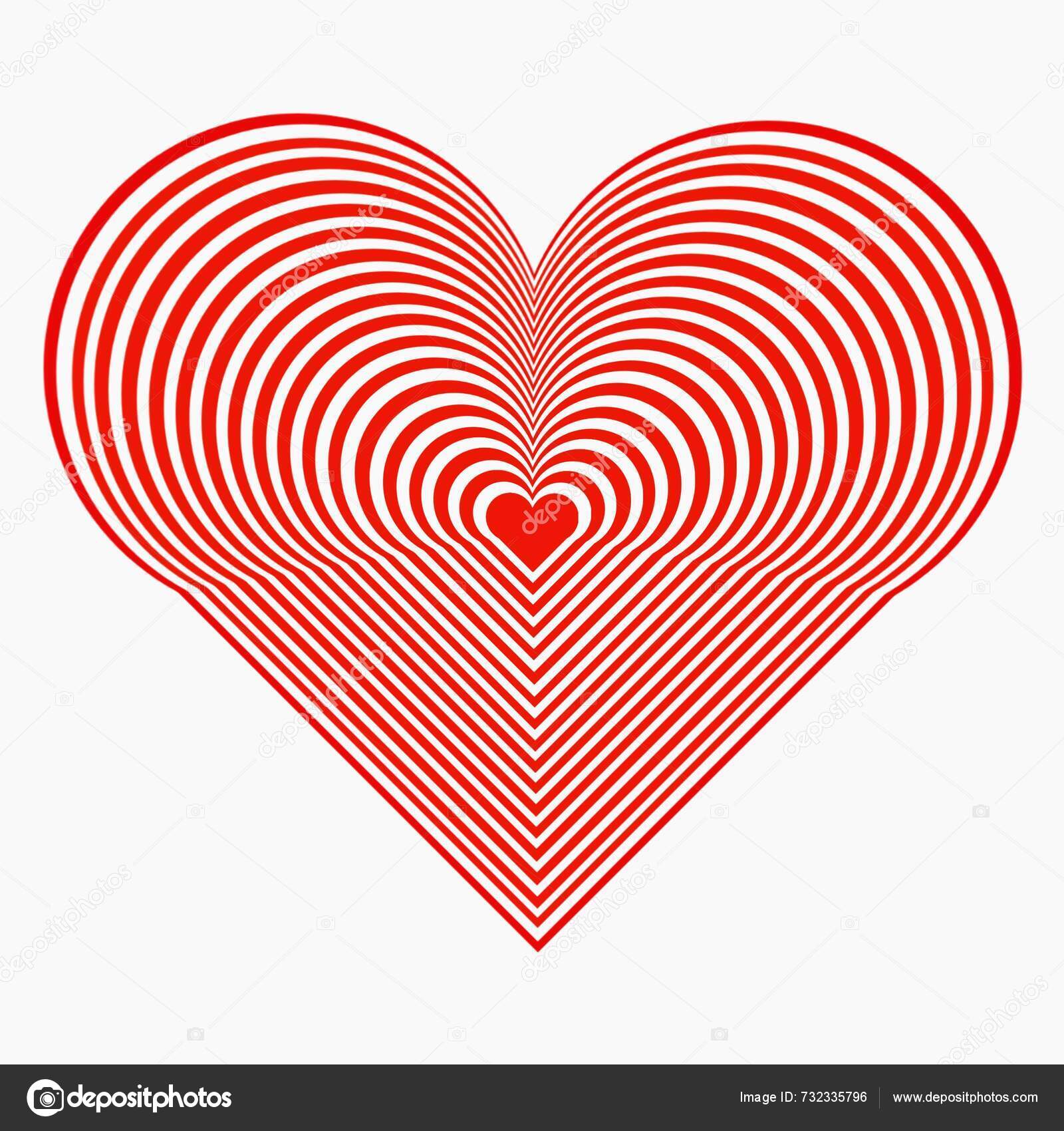 Beautiful Symmetrical Design Concentric Red Hearts Larger Heart Each ...