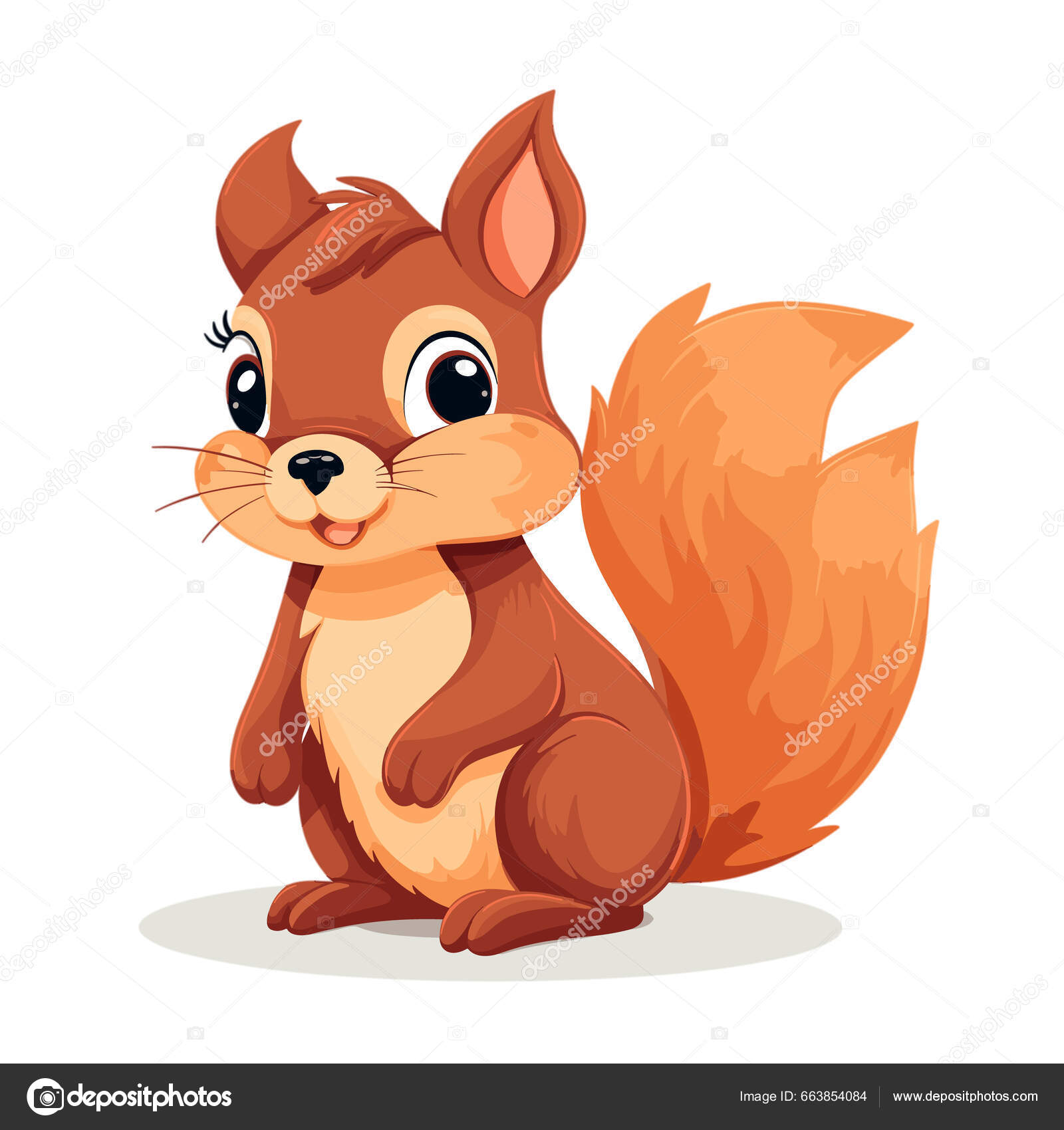 Tecknad Rolig Ekorre Vektor Illustration Isolerad Vit Bakgrund ...