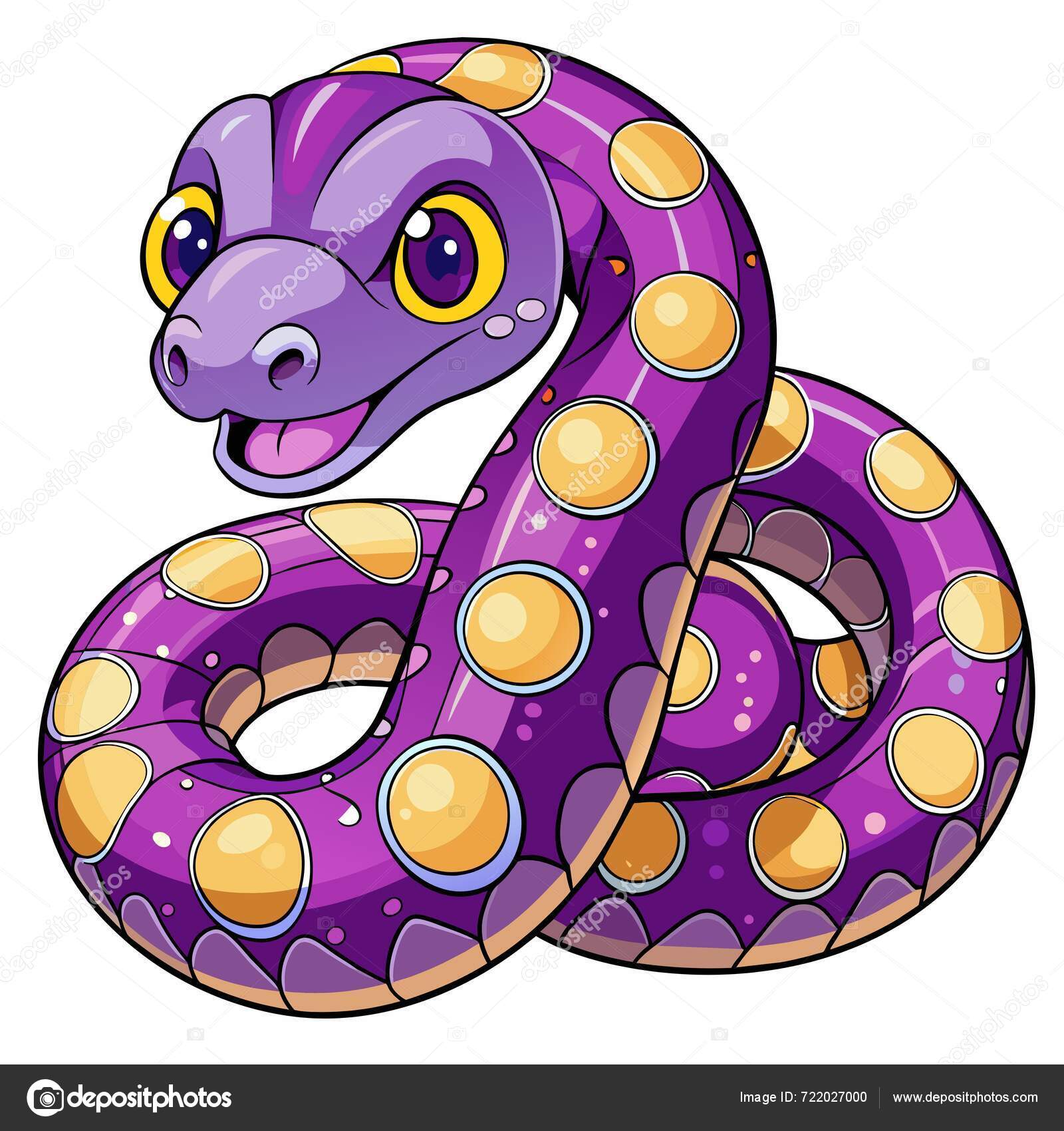 Amethystine Python Vuela Vector Kawaii Vector de stock #722027000 de ...